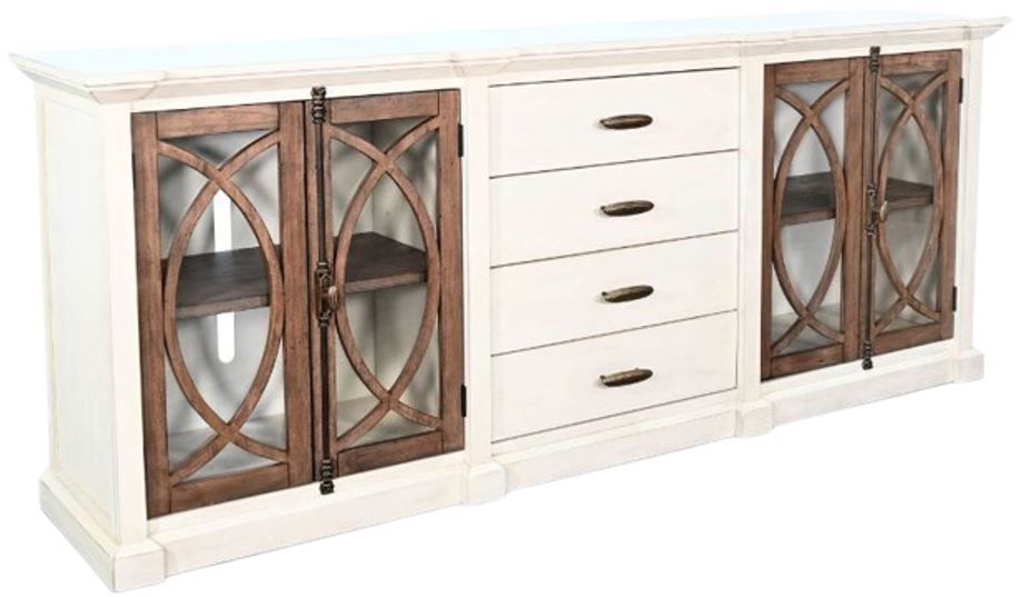 Sunny Designs Buckskin/Marble White 90" Media Console | Bob Mills Furniture