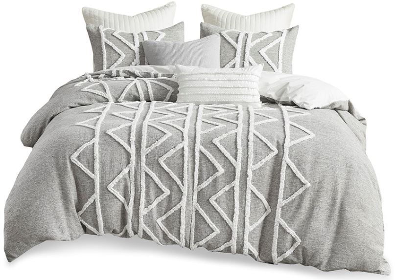 Olliix by INK+IVY Hayes 3 Piece Gray Full/Queen Chenille Cotton ...
