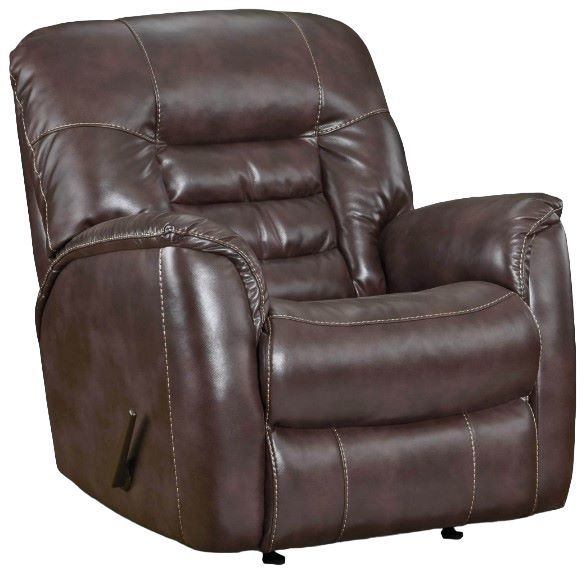 HomeStretch Brown Track Arm Leather Rocker Recliner | Hoelscher's Fine ...