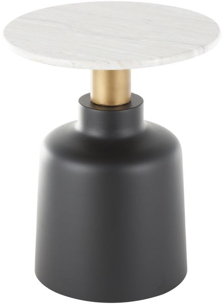 UMA Enterprise Black Pedestal Accent Table with Faux White Marble Top | Fischer Furniture ...