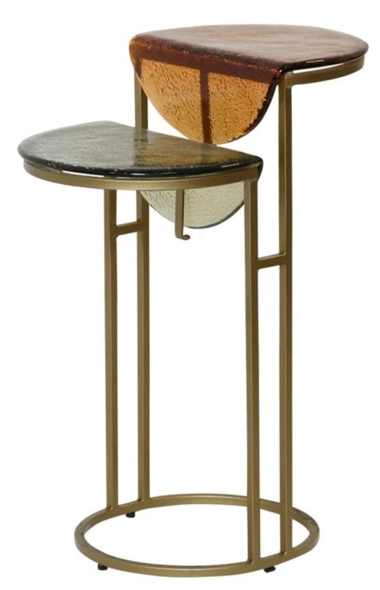 StyleCraft Casted Glass Top 25" Two-Tier Accent Side Table | Lindsley's ...