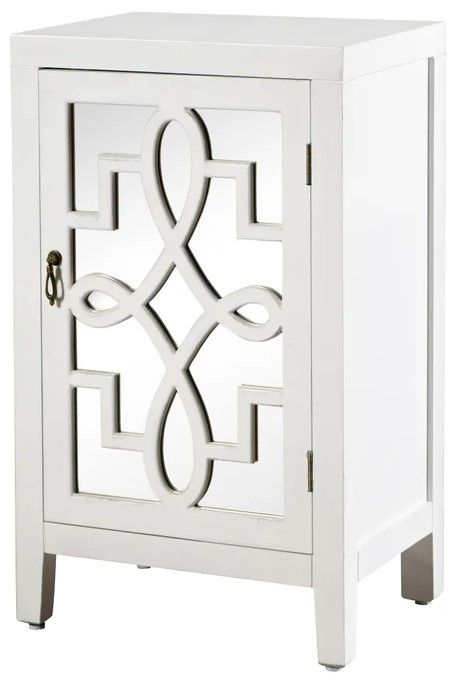 StyleCraft White Small Mirrored Side Table with Storage | Colder's ...