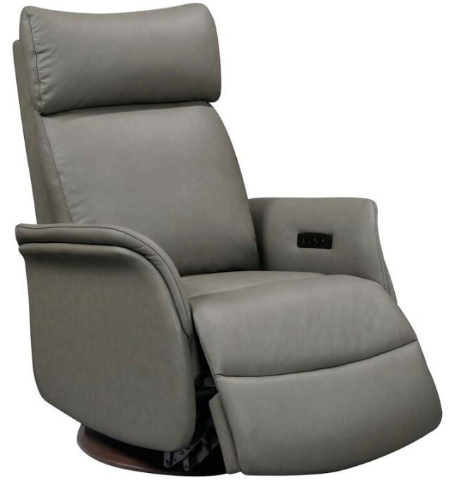 Leather Italia Royce Tracy Gray Power Swivel Glider Recliner