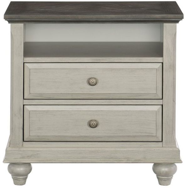 Mazin Furniture Mossbrook Light Gray Nightstand | Old McDonald's ...