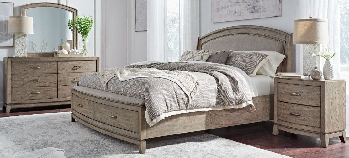 Liberty Furniture Avalon 4-Piece Burnished Beige Queen Upholstered ...