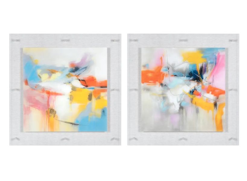 Crestview Collection Color Waves 2 2-Piece Wall Art Set | Furniture ...