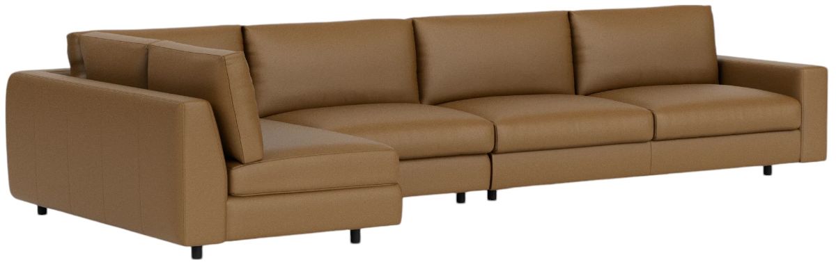 EQ3 Customizable Cello Plush 3-Piece Leather Left-Arm Facing Sofa ...