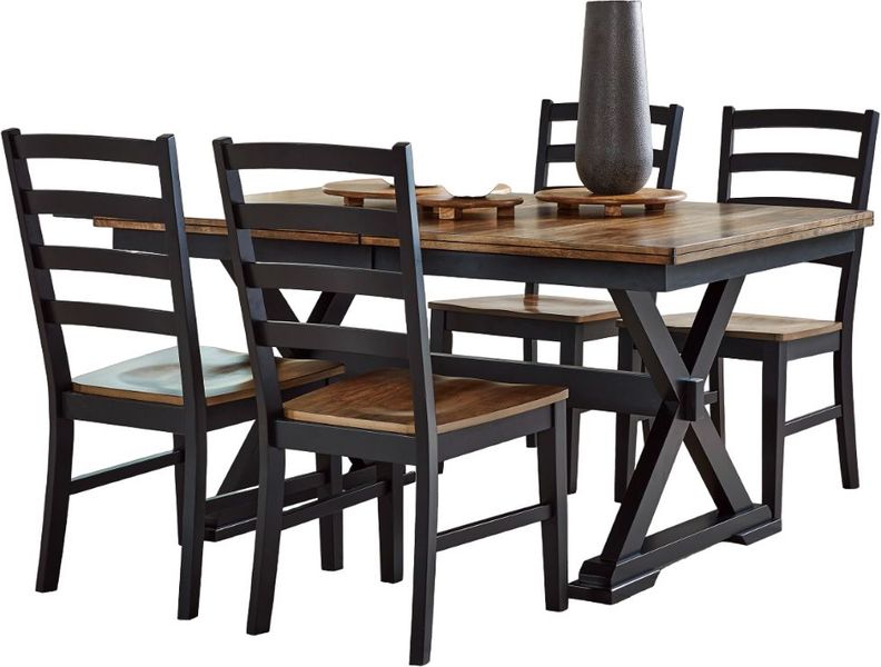Signature Design by Ashley® Wildenauer 5-Piece Brown/Black Dining Table ...