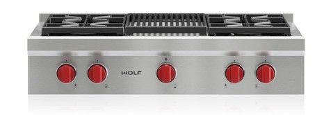 Wolf® 36" Liquid Propane Stainless Steel Rangetop | Lafferty's Home Center