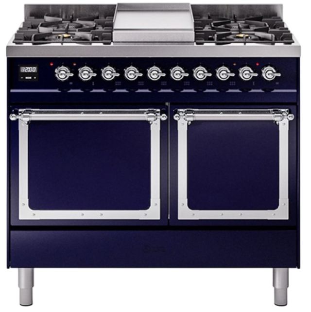 Ilve® Nostalgie II 40'' Midnight Blue Natural Gas Freestanding Dual ...