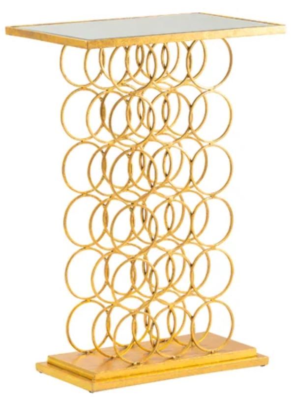 Crestview Collection Melrose Mirror Top Wine Rack Console Table with ...